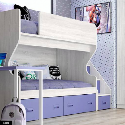 LITERA DE MADERA CON CAJONES Y ESCALERA LIDER 28* - Muebles Detena
