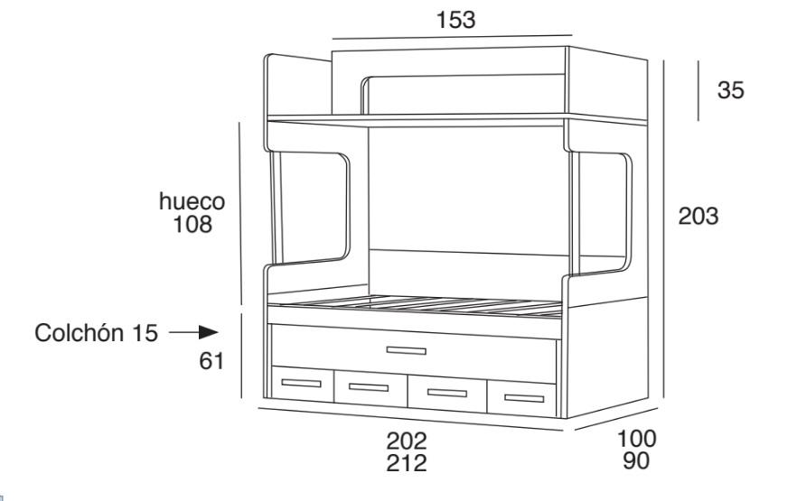 Litera triple compacta new+ - Muebles Detena